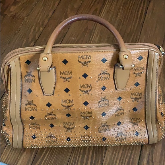 MCM | Bags | Authentic Rare Mcm Gold Stud Medium Bag | Poshmark